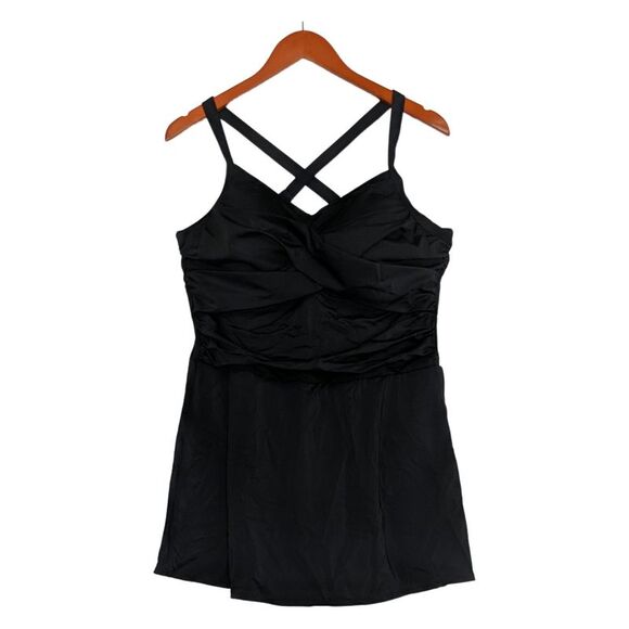 Denim&Co | Swim | Denim Co Beach Petite Twist Front Swim Dress Womens ...
